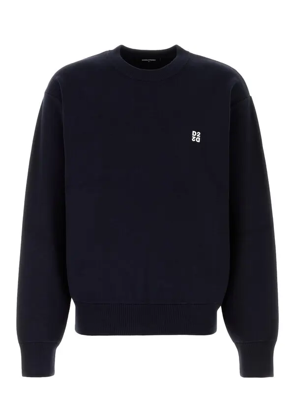 Dsquared2 Viscose Blend Crewneck Sweater With Metal Detail - Blue