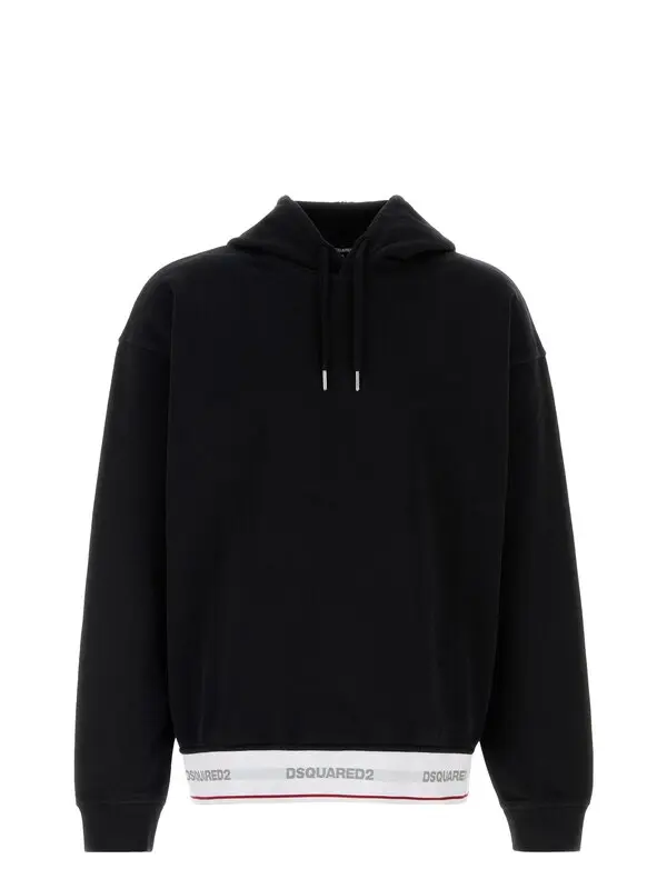 Dsquared2 Cotton Oversized Sweatshirt With Logo Band - Black