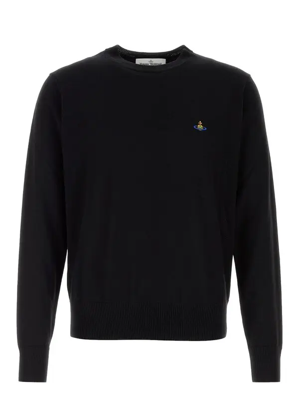 VIVIENNE WESTWOOD Wool Orb Embroidered Crewneck Sweater - Black