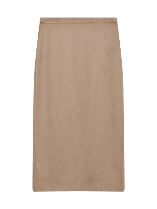 Max Mara Camel Brushed Wool Pencil Skirt - Brown