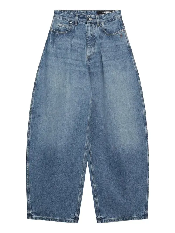 Jacquemus Wide Leg Jeans In Indigo Denim - Blue