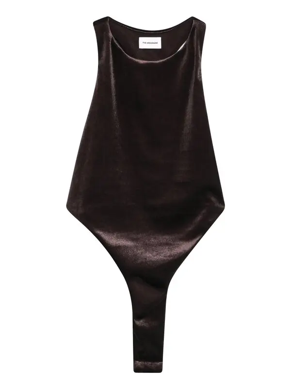 Andamane Velvet-effect Halterneck Bodysuit - Brown