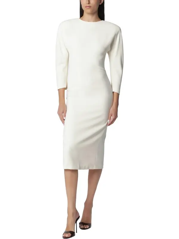 Andamane Midi Dress With Rounded Shoulders - White