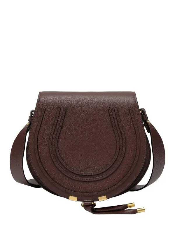 Chloé Marcie Saddle Bag In Grained Leather - Brown