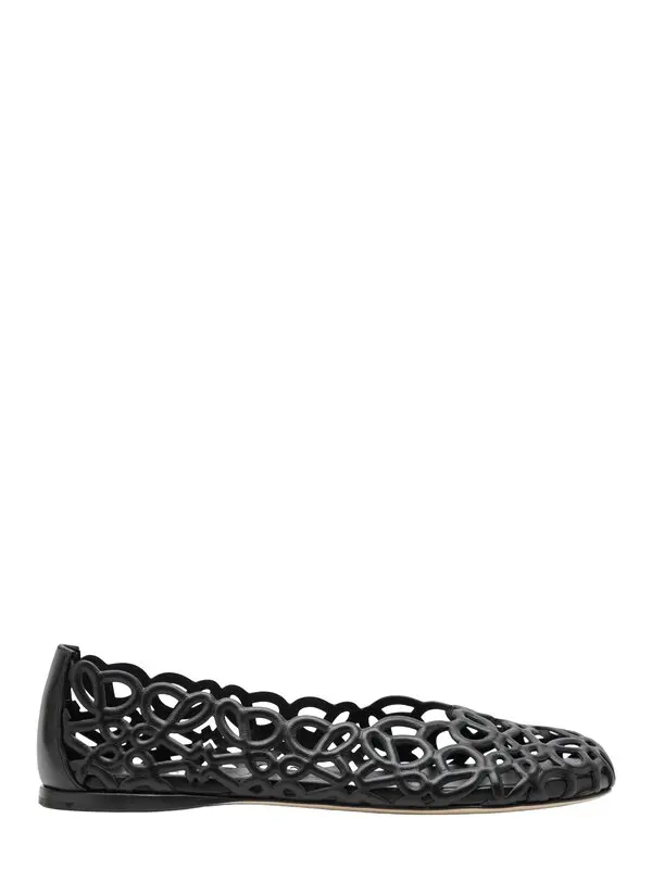 Loewe Petal Anagram Ballet Flats In Leather - Black