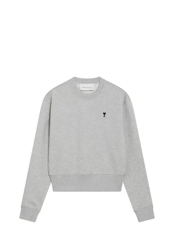AMI Paris De Coeur Crewneck Sweatshirt - Gray