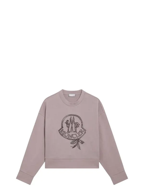 Moncler Cotton Sweatshirt With Embroidered Logo - Pink