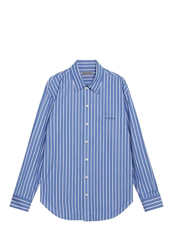 Balenciaga Light Striped Cotton Shirt - Blue