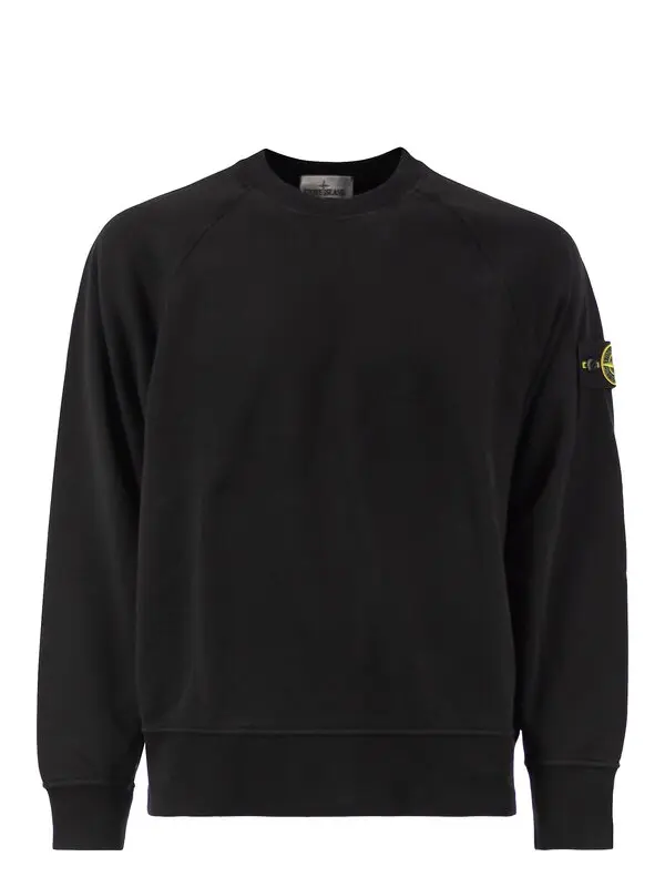 Stone Island Cotton Crew Neck Sweatshirt With Compass Badge - Black