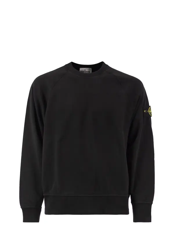 Stone Island Cotton Crew Neck Sweatshirt With Compass Badge - Black