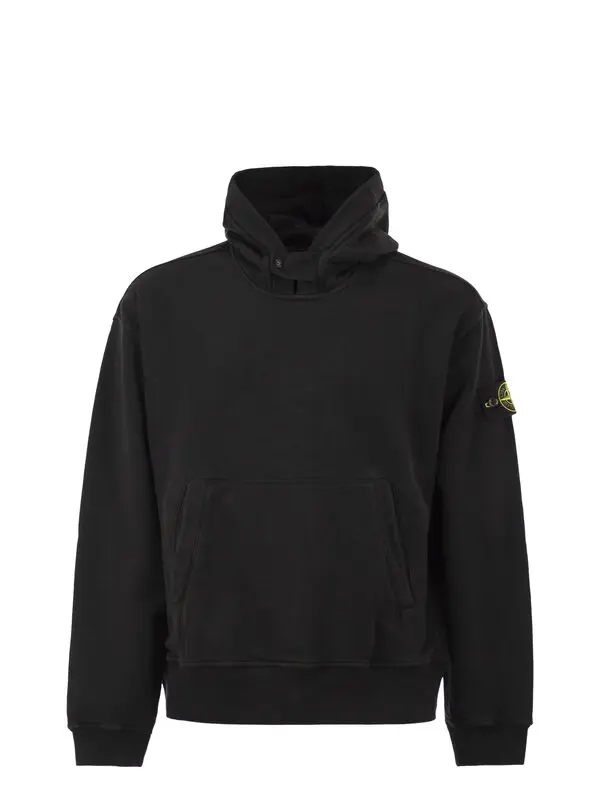 Stone Island Oversized Raglan Sleeve Hoodie - Black