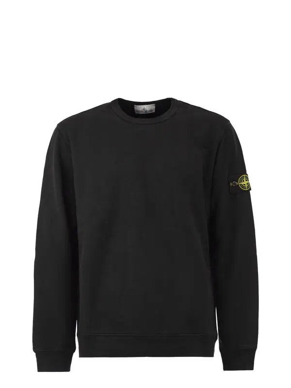 Stone Island Cotton Crew Neck Sweatshirt With Compass Badge - Black