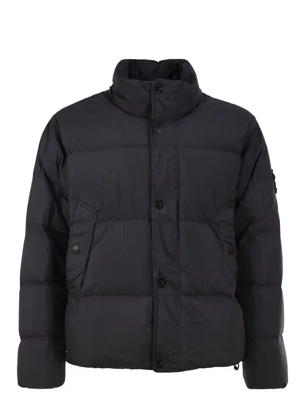 Stone Island Garment Dyed Crinkle Reps Ny Down Jacket With Duck Down Padding - Blue