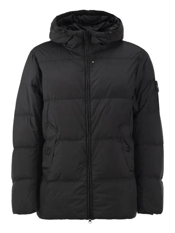 Stone Island Garment Dyed Crinkle Reps Ny Hooded Down Jacket - Blue