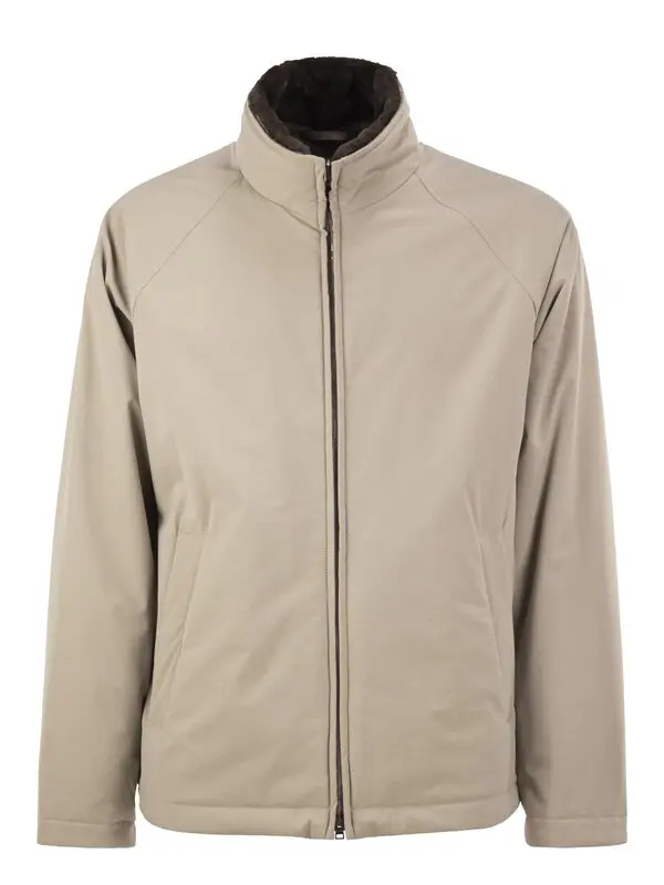 Herno Padded Technical Jacket With Stand Collar And Faux Fur Lining - Cream