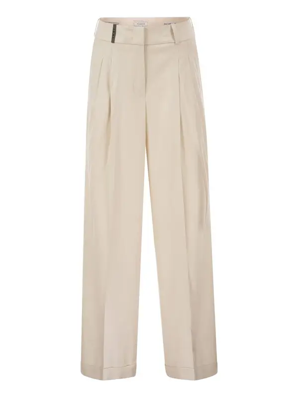 Peserico Tailored Virgin Wool Stretch Trousers With Front Pleats - Multicolor