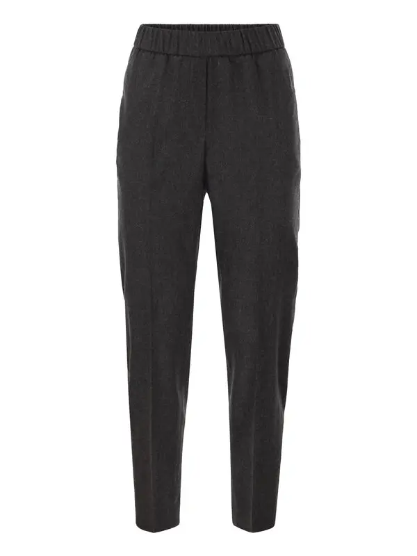Peserico Virgin Wool And Cashmere Tapered Trousers With Elasticated Waistband - Multicolor