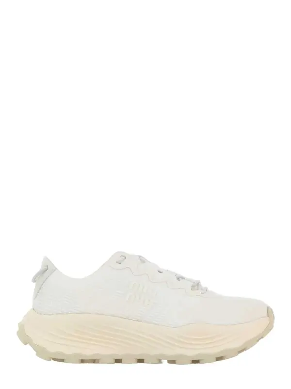 Miu Miu Embossed Logo Lace-up Sneakers - White