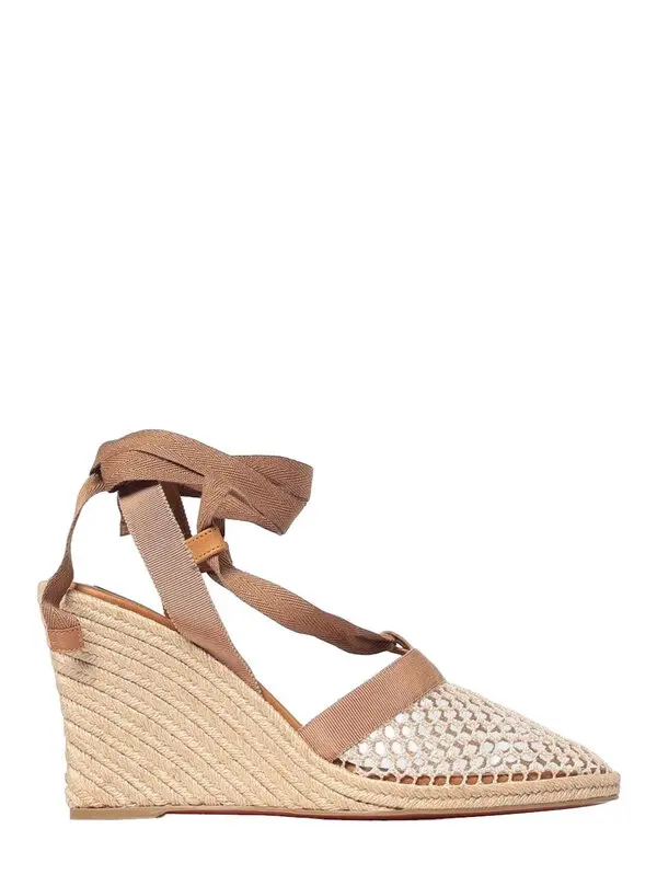 CHRISTIAN LOUBOUTIN Beige Espadrille Wedge Sandals - Cream