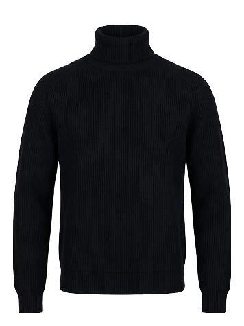 PT TORINO Virgin Wool & Cashmere Ribbed Knit Turtleneck - Black
