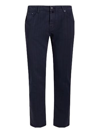 JACOB COHЁN Jacob Cohën Slim Fit Herringbone Stretch Cotton Trousers - Blue