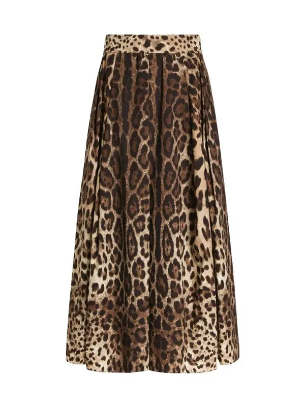 Dolce & Gabbana Leo Print Cotton Midi Skirt - Multicolor