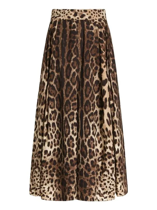 Dolce & Gabbana Leo Print Cotton Midi Skirt - Multicolor