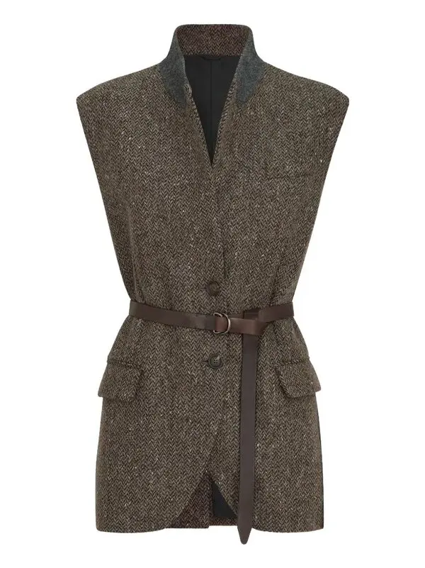 Brunello Cucinelli Sleeveless Belted Vest - Multicolor