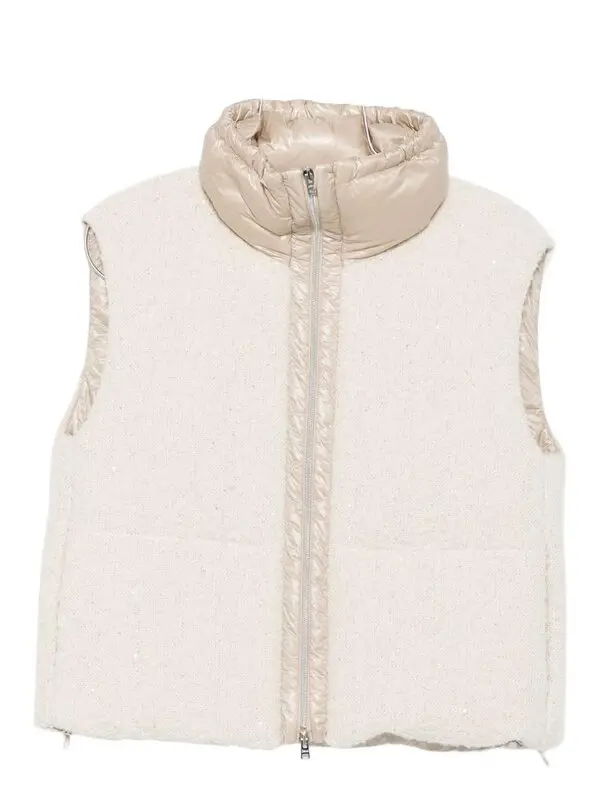 Herno Sleeveless Funnel Neck Vest With Sequins - Multicolor