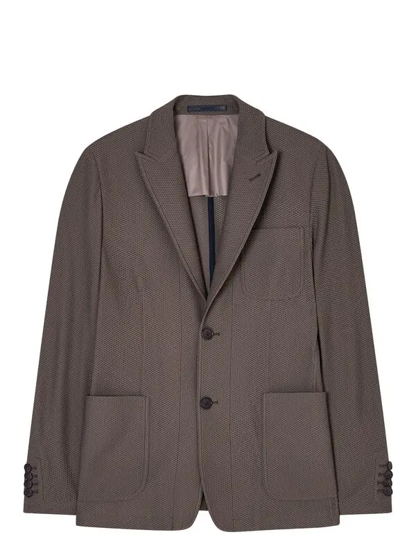 Giorgio Armani Single-breasted Technical Waffle Fabric Jacket - Beige