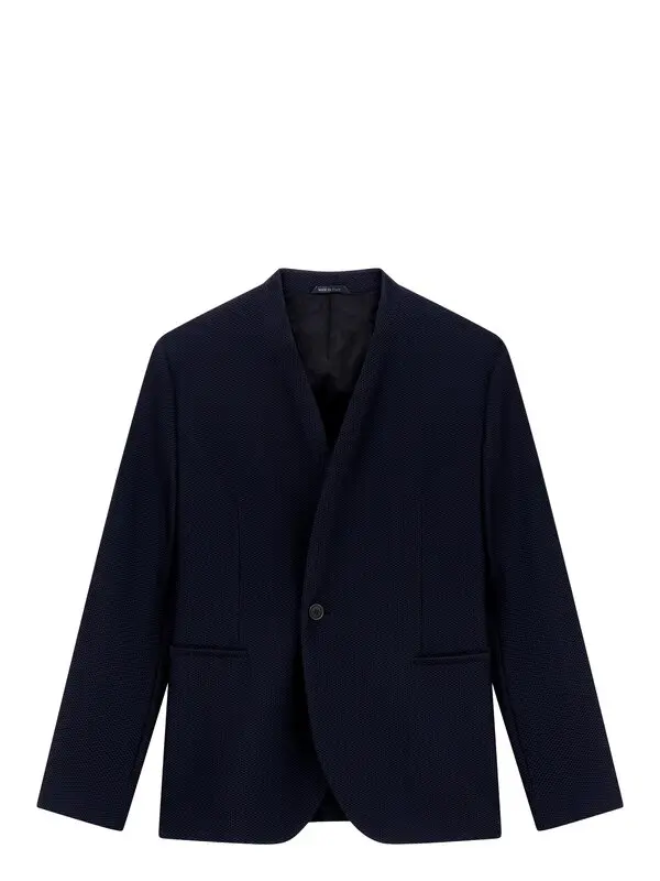 Giorgio Armani Single-breasted Technical Waffle Fabric Jacket - Black