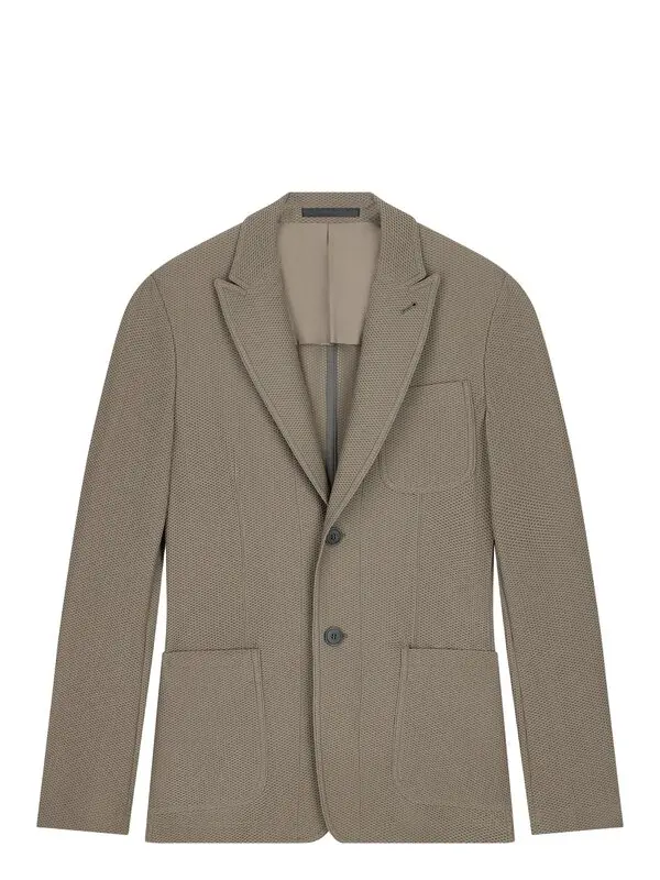 Giorgio Armani Single-breasted Technical Waffle Fabric Jacket - Brown