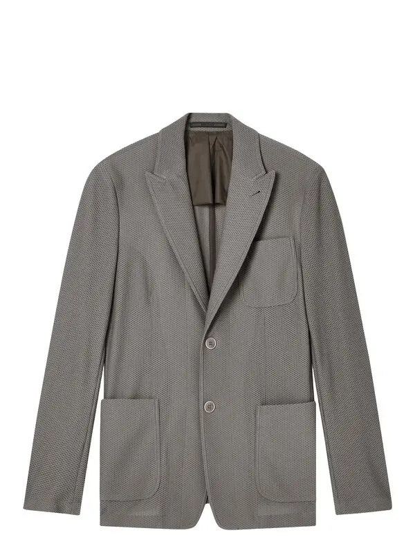 Giorgio Armani Single-breasted Technical Waffle Fabric Jacket - Grey