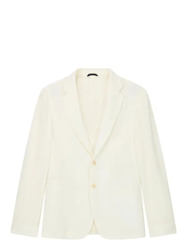 Giorgio Armani Single-breasted Technical Waffle Fabric Jacket - White