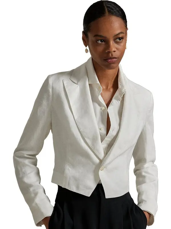 Ralph Lauren Spelman College Cropped Linen Blazer - Nevis