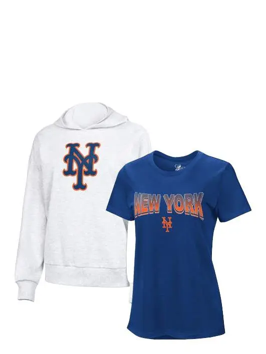 G-III 4HER BY CARL BANKS New York Mets T-shirt And Hoodie Combo Pack By - Royal