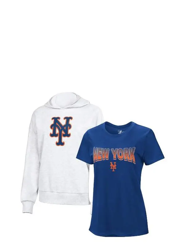 G-III 4HER BY CARL BANKS New York Mets T-shirt And Hoodie Combo Pack By - Royal