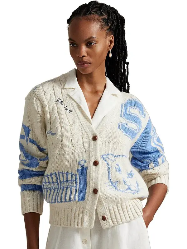 Ralph Lauren Spelman College Patchwork Cardigan - Cream Multi