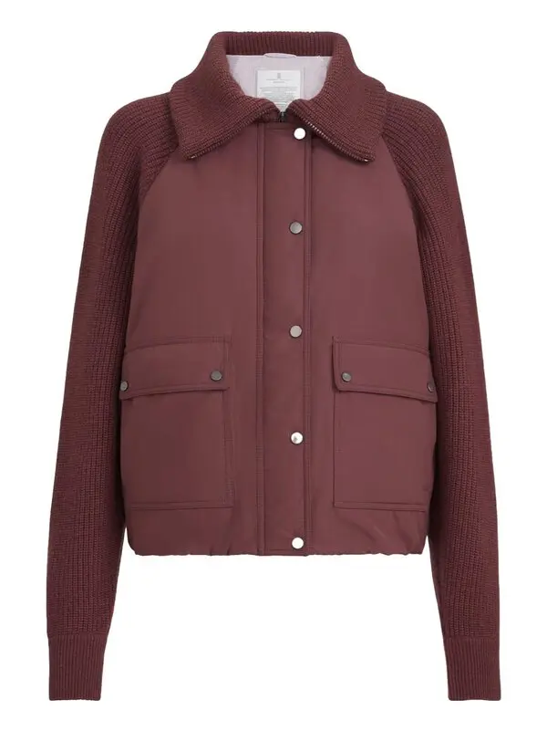 Brunello Cucinelli Techno Cotton Taffeta And Virgin Wool, Cashmere And Silk Knit Down Jacket - Deep Fuchsia