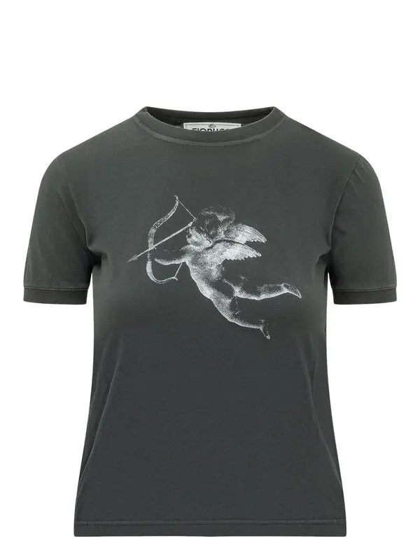 Fiorucci Cherub Print T-shirt - Black