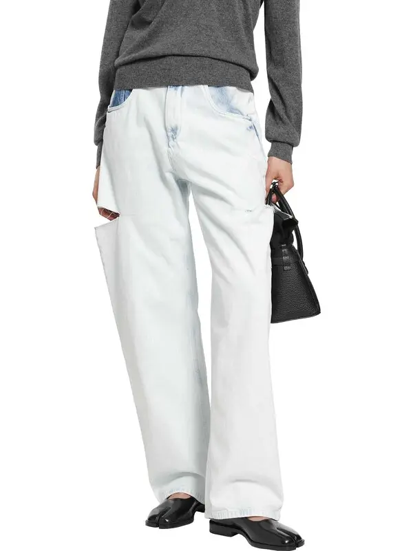 MAISON MARGIELA Bleached Cut-out Barrel Leg Jeans - Blue