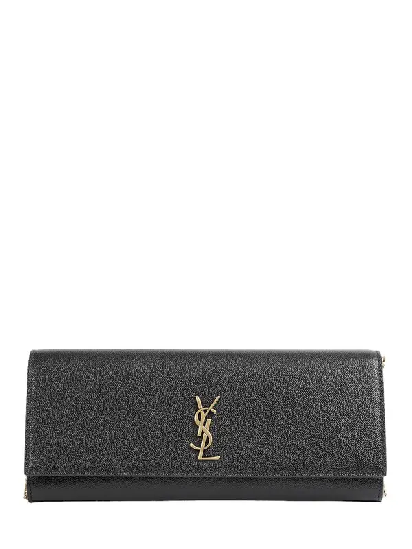 Saint Laurent Grain De Poudre Leather Kate Clutch - Black