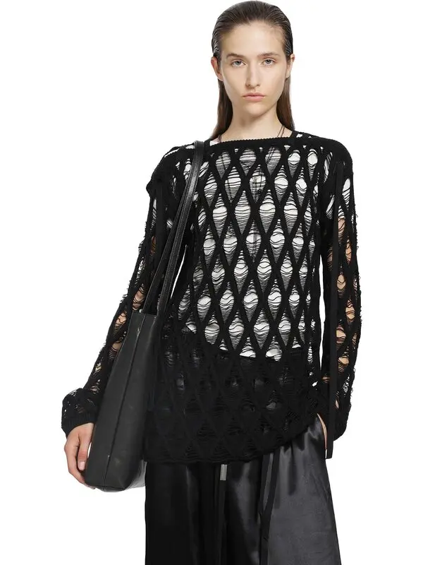 ANN DEMEULEMEESTER Izabel Diamond Stitch Sweater - Black