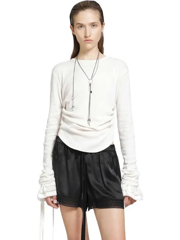 ANN DEMEULEMEESTER Dot Wrinkled Long Sleeve Top - White