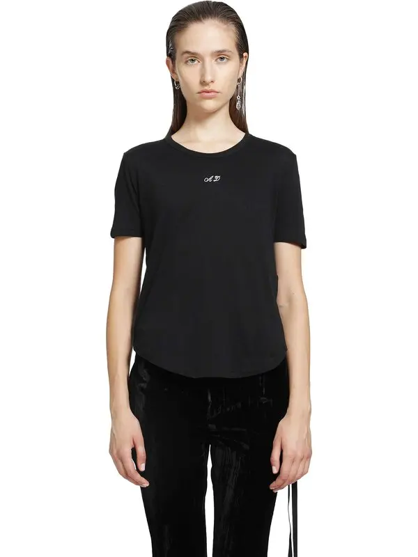 ANN DEMEULEMEESTER Brushed Jersey Monogram T-shirt - Black