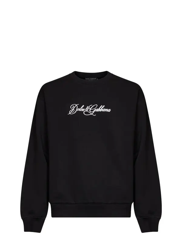 Dolce & Gabbana Black Cotton Embroidered Crewneck Sweatshirt - Multicolor