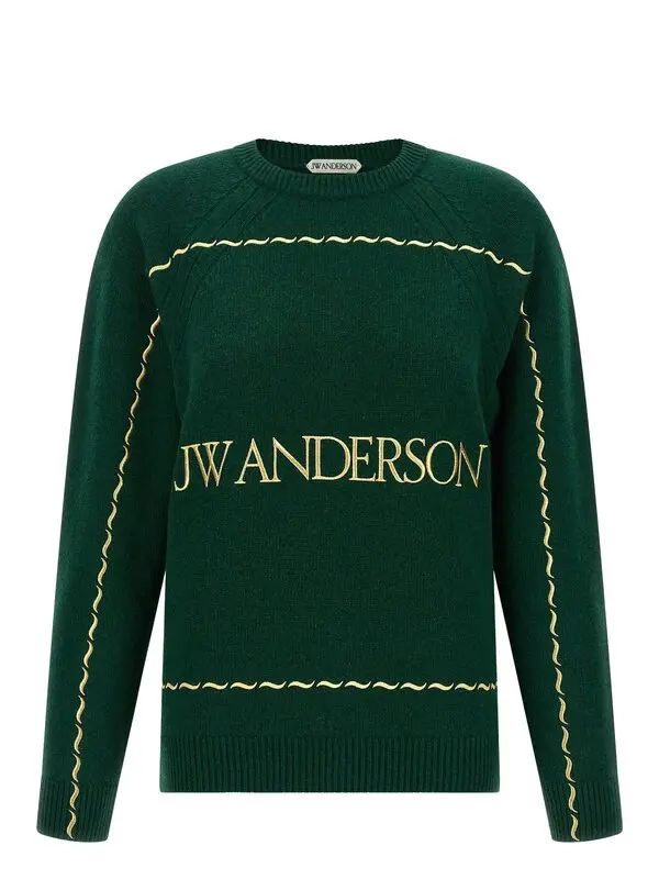 JW Anderson Embroidered Logo Crewneck Sweater - Green