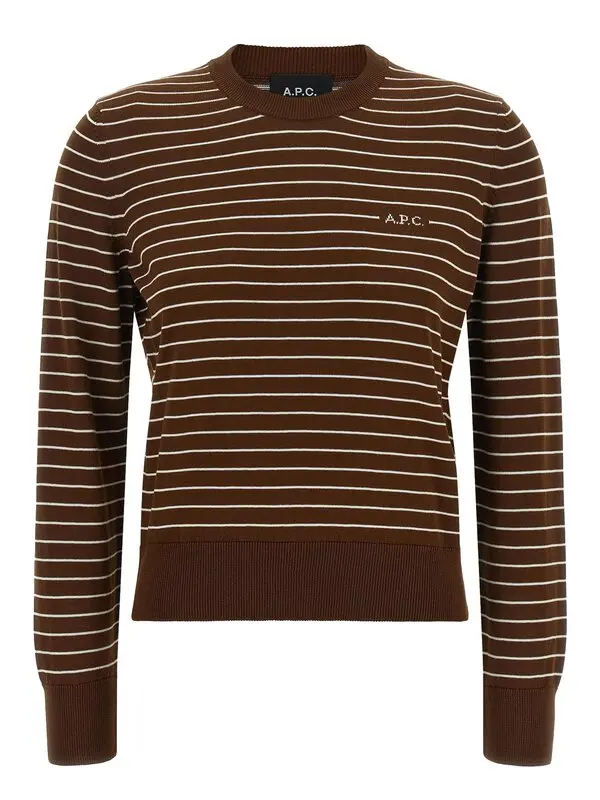 A.p.c. Sima' Striped Cotton Sweater - Brown