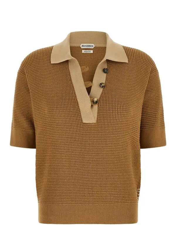 JW Anderson Waffle Stitch Polo Shirt - Cream