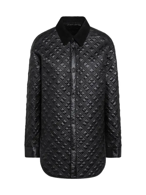Moncler Padded Overshirt With Corduroy Collar - Black